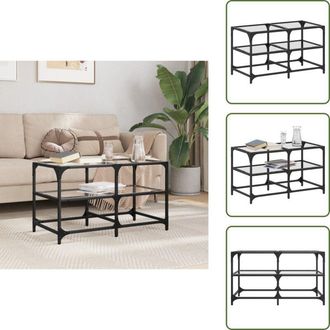 vidaXL Couchtisch mit Glasplatte Transparent 78,5x40x45 cm Stahl - Esszimmertisch - Couchtisch - Wohnzimmerstil - Glastisch - Holzm&ouml;bel