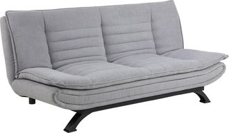 AC Design Furniture Jasper Bettcouch Hellgrau/Schwarz, Schlafsofa mit 3 Liegepositionen, Moderner 3-Sitzer Ohne Armlehne, Gepolstert mit schwarzen Metallbeinen, L: 196 x 