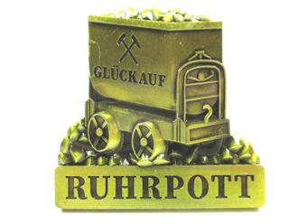 Generic Ruhrpott Magnet Metall Lore F&ouml;rderturm Zeche Gl&uuml;ck Auf Souvenir Germany (104)