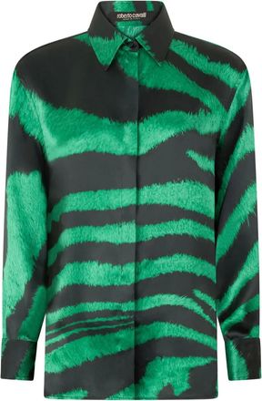 Roberto Cavalli t-shirt à imprimé zébré - Vert