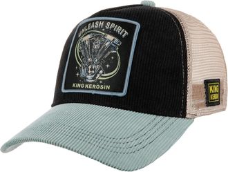 King Kerosin Herren Trucker Cap Mesh Cap Aus Cord Kappe Retro Biker Motorrad Vintage Netz Snapback Unleash Spirit
