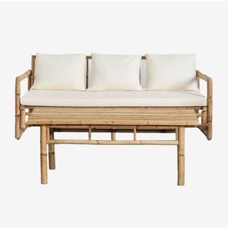 Sklum Sklum - Gartenset mit 3-Sitzer-Sofa und 120 x 60 cm gro&szlig;em Couchtisch aus Livayna-Bambus Bambus