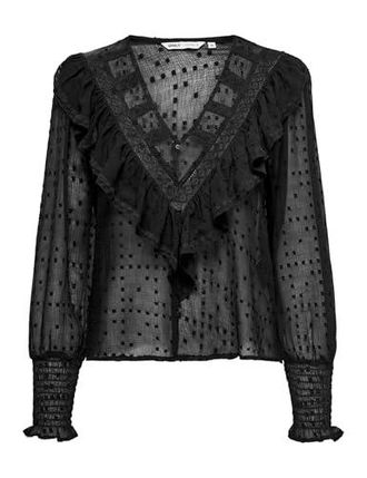 Only Onleanor L/S Dobby Top WVN Noos, Noir, XS