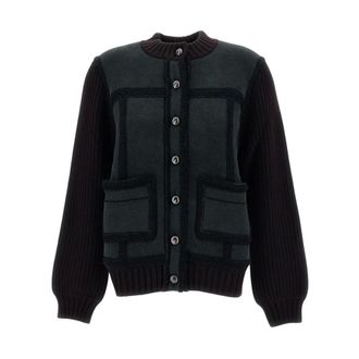 Barrie Gilet Color Block - Femme - Pulls - Vert - Taille: 40 FR