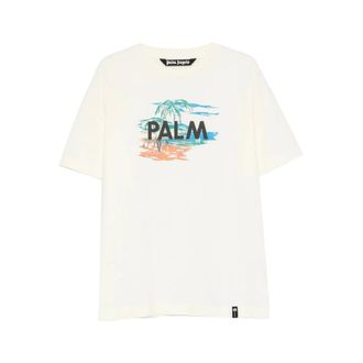 Palm Angels Homme, Tops, Blanc, Taille: 2XL T-shirt graphique