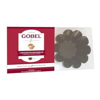Göbel Packung mit 6 Briocheformen - Flacher Boden - Zweischichtige Antihaftbeschichtung - Keramikverstärkung - Ø 8 cm - Schnelles und perfektes Entformen - 