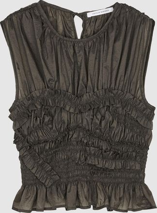 Cecilie Bahnsen Top W/ Ruffle Details Olive