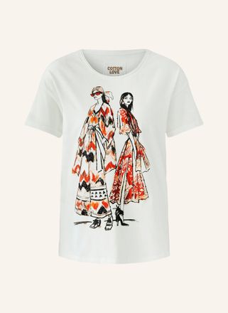 Oui T-Shirt Mit Schmucksteinen weiss