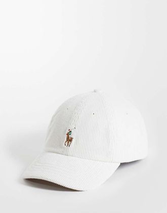Polo Ralph Lauren Cap mit Icon-Logo aus Stretch-Cord in Wollwei&szlig;