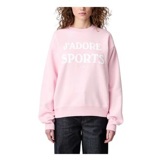 Sporty & Rich SweaT-shirt col rond floqu&eacute; JAdore - Femme - Sweatshirts et sweats &agrave; capuche - Rose - Taille: 42 FR
