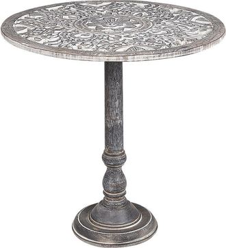 Beliani Beliani - Table dAppoint Grise en Bois de Manguier Plateau Ajouré Oriental Guéridon Napara