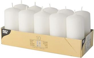 Papstar 10 Stumpenkerzen Ø 40 mm · 90 mm weiß