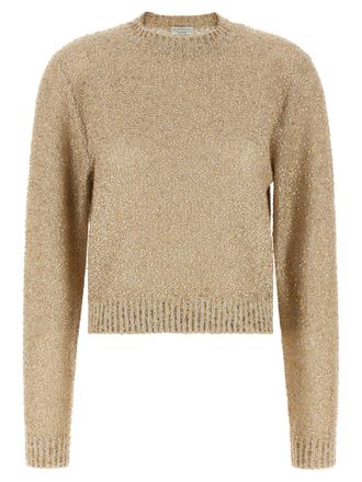Brunello Cucinelli Micro Sequin Linen Blend Sweater - Gold