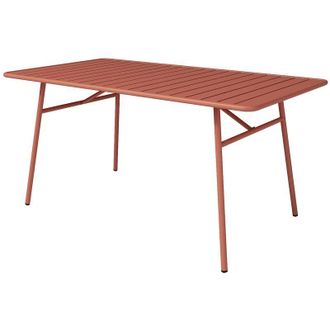 Vente-Unique Table de jardin L.160 cm en m&eacute;tal - Terracotta - MIRMANDE de MYLIA