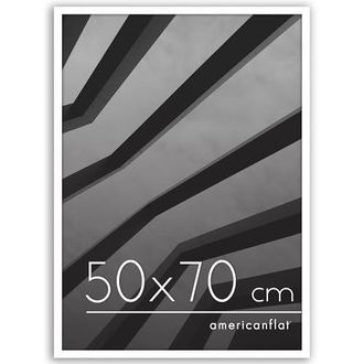 Americanflat Bilderrahmen 50x70 cm aus Kunststoff - schmaler Bilderrahmen 70x50 cm mit Plexi-Scheibe - Fotorahmen mit integrierter Aufh&auml;ngung f&uuml;r Hoch- und Querfor