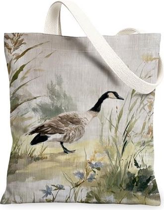 Generic Sacs fourre-tout en toile pour animaux sauvages, sacs de courses r&eacute;utilisables, sacs de courses r&eacute;utilisables en lin rustique l&eacute;ger et lavable pour O,