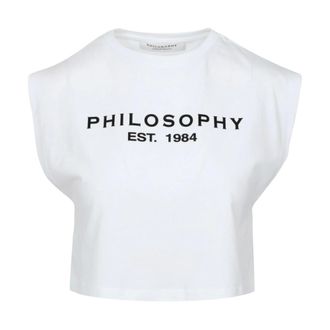 Philosophy di Lorenzo Serafini Femme, Tops, Blanc, Taille: 36 FR T-shirt à Logo Imprimé