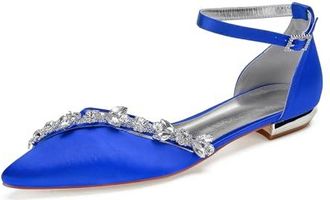 Generic Chaussures Mari&eacute;e Plates Confortable Femme Confortable Plates Mariage Chaussures Plate Mariee Robe 2Cm,Bleu,39 EU