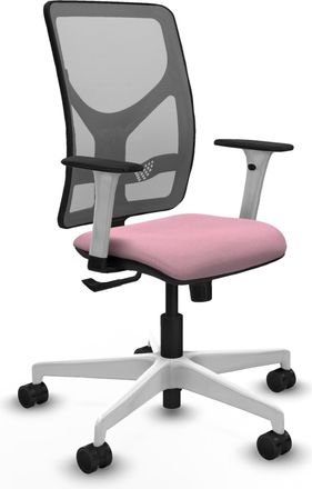 Piqueras y Crespo Schreibtischstuhl mit Rollen in Rosa, mit wei&szlig;en und schwarzen Armlehnen, h&ouml;henverstellbare Lendenwirbelst&uuml;tze, ausgestattet mit 3 Positionen, Grau/Ro