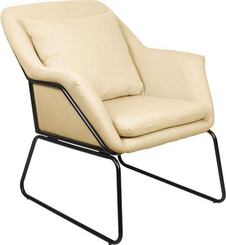 SVITA Josie Loungesessel gepolstert Indoor Polsterstuhl mit Armlehne Metallgestell Stoffbezug Einzelsofa modern Beige