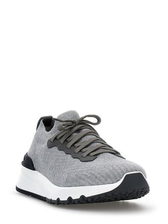 Brunello Cucinelli Mens Gray Cotton Athletic Sneakers