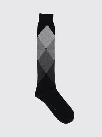 Ballantyne Chaussettes hautes en coton m&eacute;lang&eacute; &agrave; motif losanges et logo contrastant