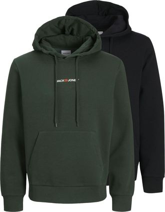 Jack & Jones JACK&JONES Herren Sweatshirt Doppelpack JJECORP Old Logo Sweat Hood 2PK MP SMU (DE/NL/SE/PL, Alphanumerisch, XXL, Regular, Regular, Black)