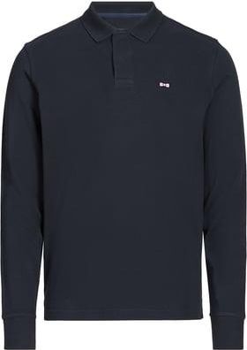 Eden Park Polo mit langen Baumwollärmel bestickt - blau