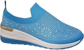 Generic Baskets respirantes &agrave; paillettes pour femme - Bout rond - Semelle &eacute;paisse - Confortables - Style d&eacute;contract&eacute; - Pour gym, sport, tennis, bleu, 37.5 EU