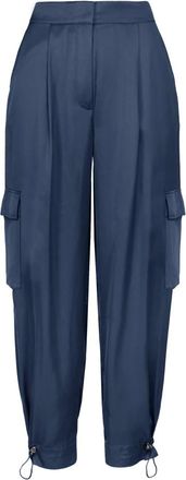 Bomboogie Femme, Pantalons, Bleu, Taille: 36 FR Pantalon cargo en satin de rayonne