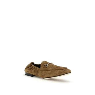Gucci Womens Brown Calf Leather Bos Taurus Slip-On Loafers