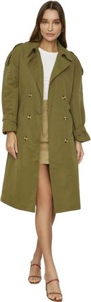 Trendyol Khaki Belted Windbreaker Detailed Water Repellent Long Trench Coat TWOSS21TR0005