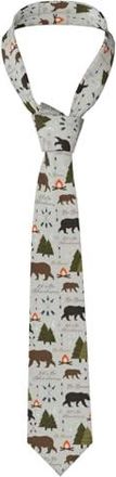 Generic Cravate Homme Ours En Peluche Gris Sur Le Th&egrave;me Des Arbres Et Des Feux De Camp Formelle Cravates &Eacute;troit Cravate DAffaires Pour Mariage L&Eacute;cole Remise D