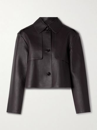 Theory Verk&uuml;rzte Lederjacke - Braun