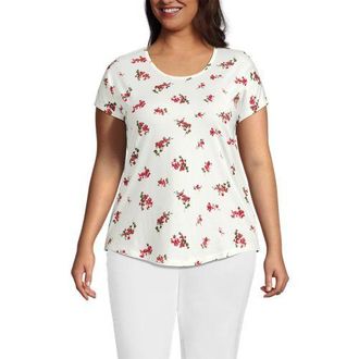 Lands End Shirt aus Baumwolle/Modal-Mix mit Ballett-Ausschnitt, Damen, Gr&ouml;&szlig;e:48-50 plus, Wei&szlig;, Baumwolle Modal, by Lands End