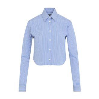 Balenciaga Gestreiftes Cropped Shirt - - Blouses & Shirts - Damen - Blau - 2XS