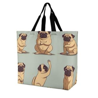 Generic Yoga Pug Sac A Main Femme R&eacute;utilisable Tote Bag Grand Sac Courses Pour Travail Quotidienne Plage