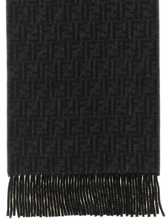 Fendi FF Zucca Wool-Cashmere Scarf - Black
