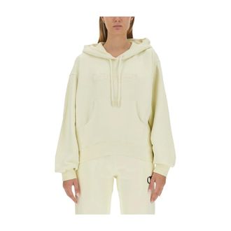 Off-white Femme, Sweatshirts et sweats &agrave; capuche, Beige, Taille: 38 FR Logo Oversized Sweat &agrave; capuche