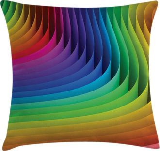 Abakuhaus Bunt Kissenbezug, Farbe Wave-Curls Kunst, Kissenbezug Beidseitiges Muster Klarer Digitaldruck Farbfest mit Reißverschluss, 45 x 45 cm, Blau Grün