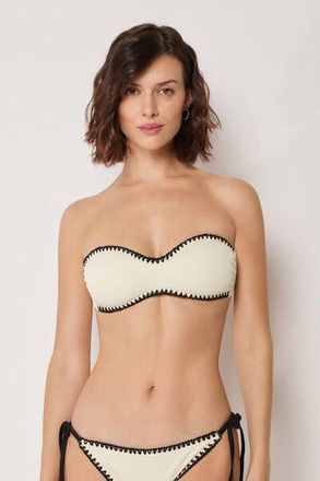 Calzedonia Bandeau-bikinioberteil Bicolor Embroidery Wei&szlig;