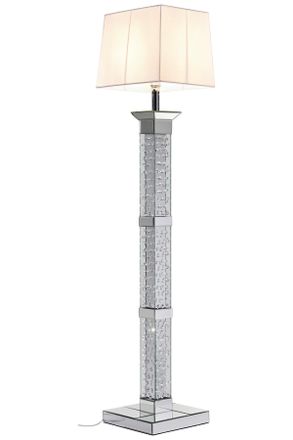 Ambia Home Stehleuchte, Silber, Textil, quadratisch,quadratisch, 35x162.5x40 cm, RoHS, Lampen & Leuchten, Innenbeleuchtung, Stehlampen, Stehlampen