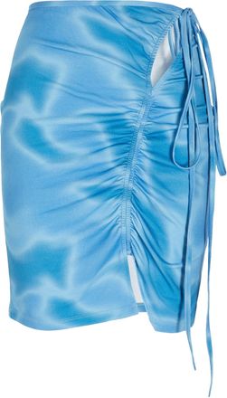 8 by YOOX TIE-DYE PRINTED JERSEY W/ ASYMMETRICAL GATEHRING & CUT-OUTS MINI SKIRT