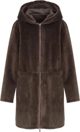 DIEGO M Femme, Vestes, Brun, Taille: 46 FR Cappottino reversibile in faux fur ricamo