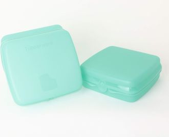 Tupperware Lunchbox, Sandwichbox, Brotdose 2X Uni T&uuml;rkis + Kugelschreiber