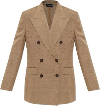 Dolce & Gabbana Femme, Vestes, Beige, Taille: 34 FR Blazer crois&eacute; &agrave; double fente