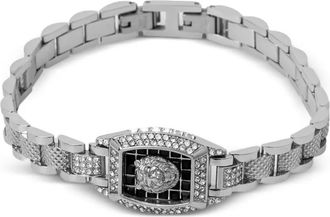 Guess Co Kristallverziertes Armband mit Löwenkopf - Silber