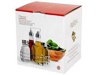 hOme Home Ölflasche Grey mit 4 Stück mit Stand, 4 Einheiten