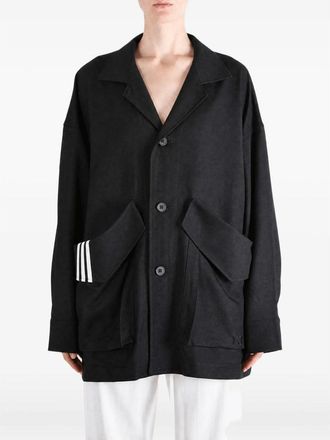 adidas 3-Stripe Detail Wool Coat - Black