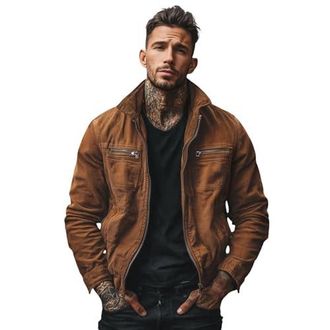 Generic Veste de loisirs en velours c&ocirc;tel&eacute; pour homme - Coupe ajust&eacute;e - Avec col montant et fermeture &eacute;clair - Style r&eacute;tro - Streetwear - Veste cargo - Couleu